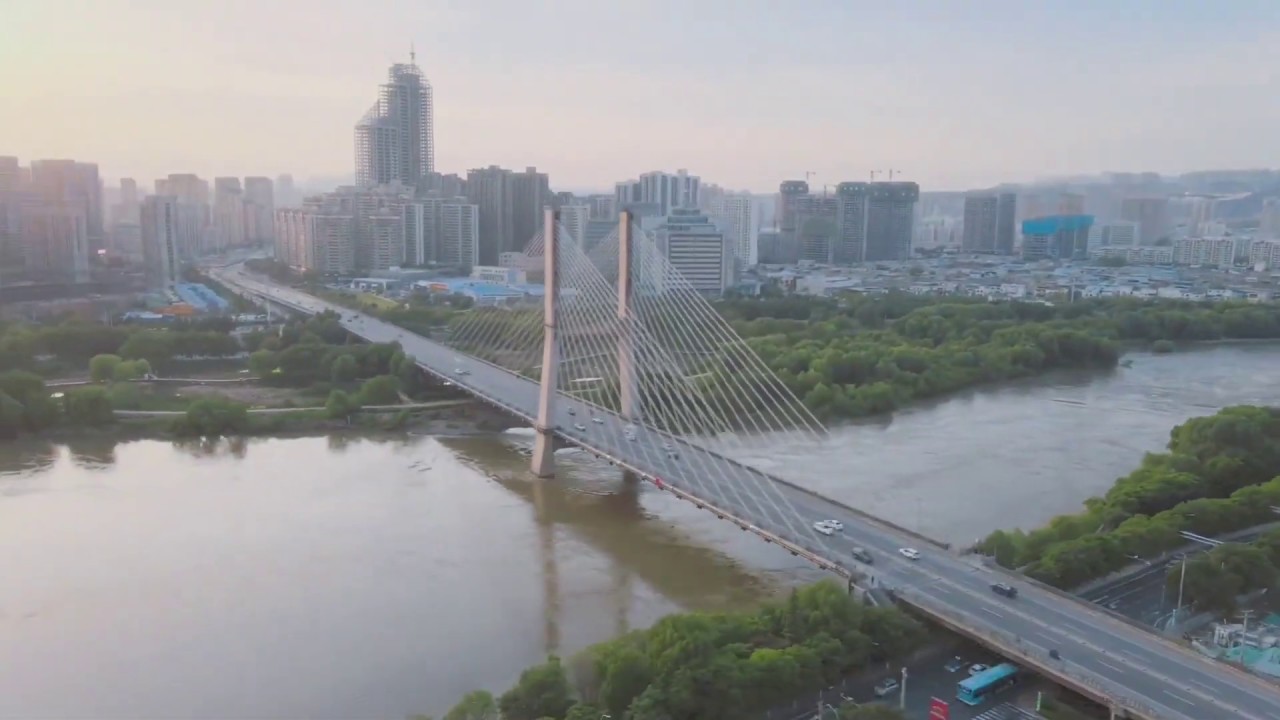 Yellow River in Lanzhou, Gansu, China-Yellow River Bridge,Aerial China ...