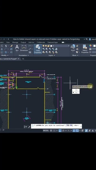 How to Remove Layers in Autocad with Laymrg Command - YouTube