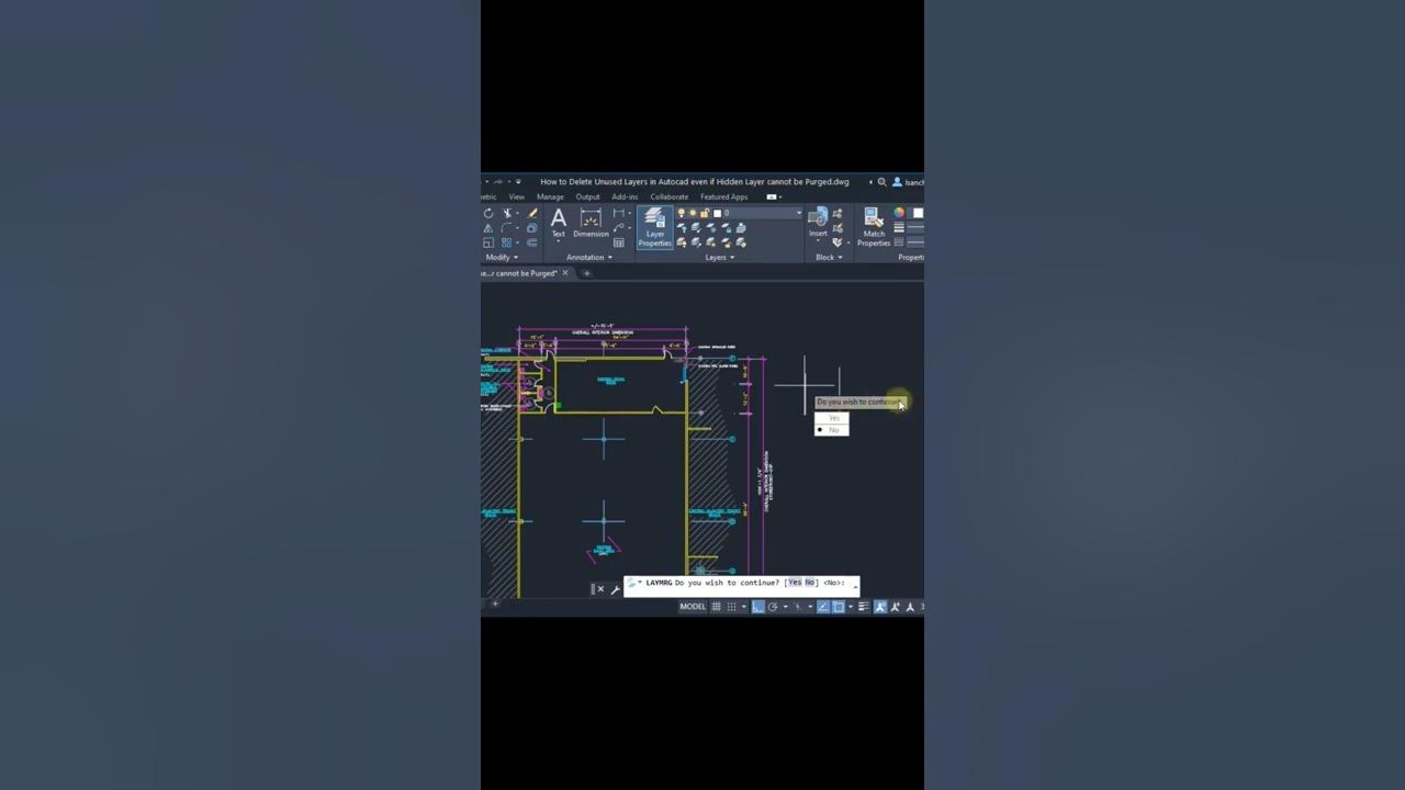 How to Remove Layers in Autocad with Laymrg Command - YouTube
