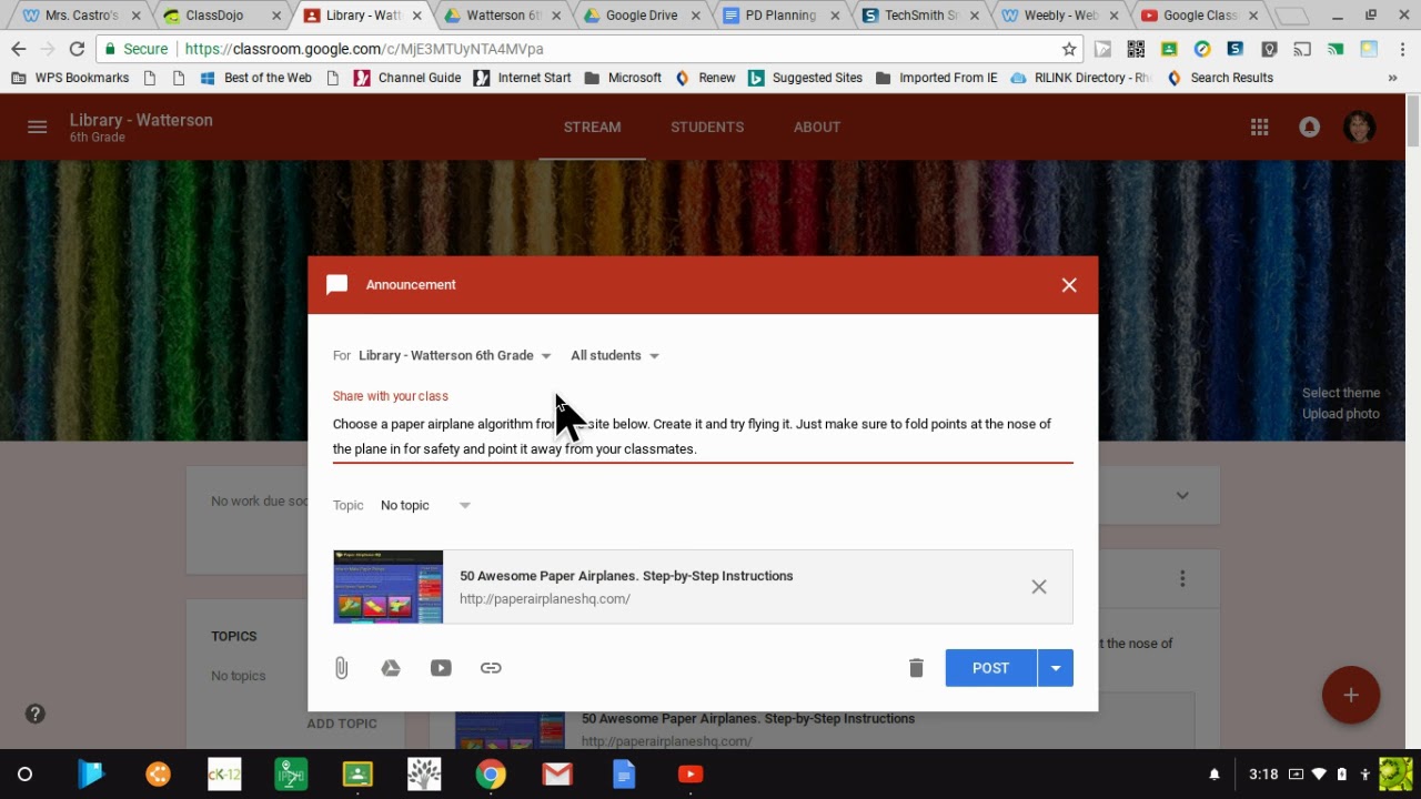 Google Classroom - Reusing a Post - YouTube