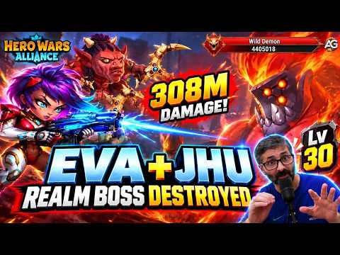 New Best Realm Boss Combo? Eva & Jhu vs The Hardest Level 30 Raid Bosses  - Hero Wars Alliance