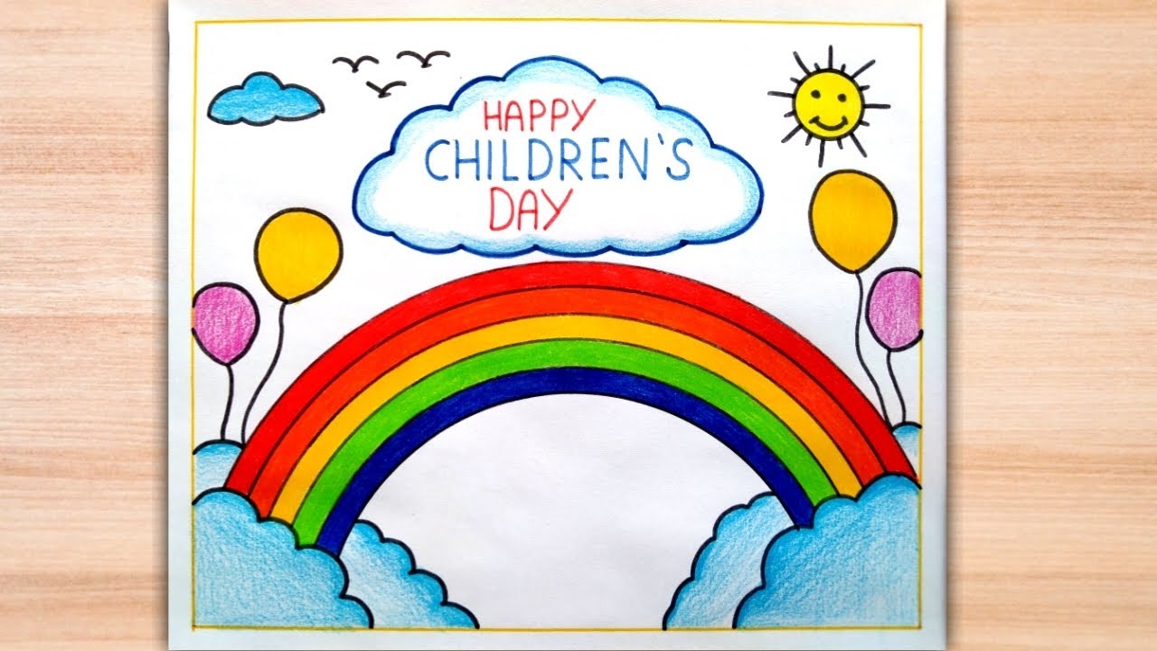 Children's day drawing//Children's day chart drawing//Children's day ...