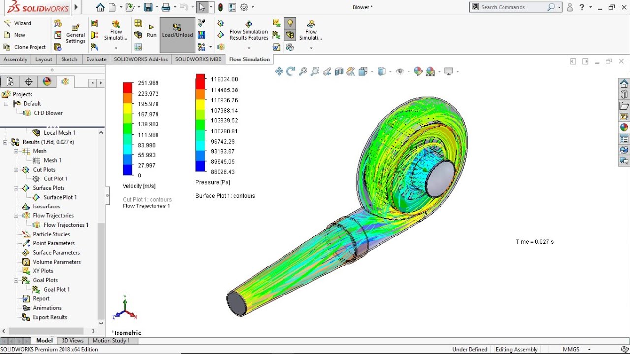 Solidworks Flow Simulation Blower Animation - YouTube