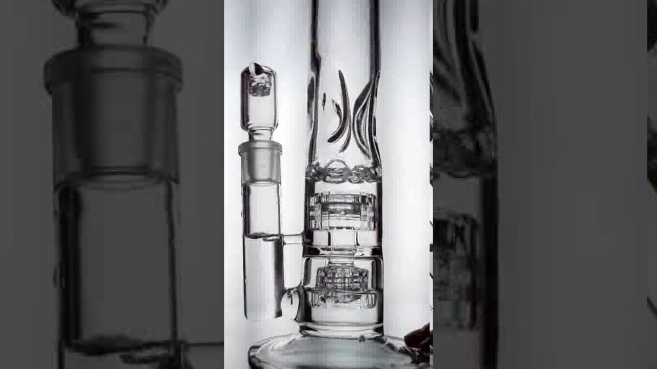 15" Fat Double Barrel Perc Straight Tube Water Pipe Glass Bong - YouTube