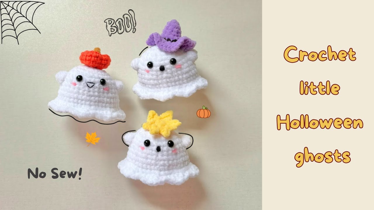👻 NO SEW | quick and easy crochet Halloween ghosts tutorial 🎃🍁 - YouTube