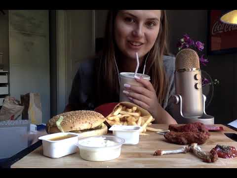 ASMR eating Mcdonalds, eating sounds, drink sounds, whispering
