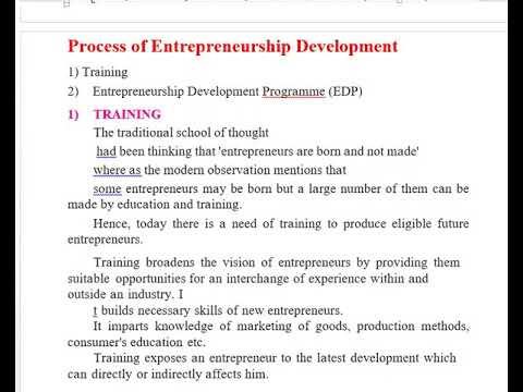 Process of entrepreneurship Development - YouTube