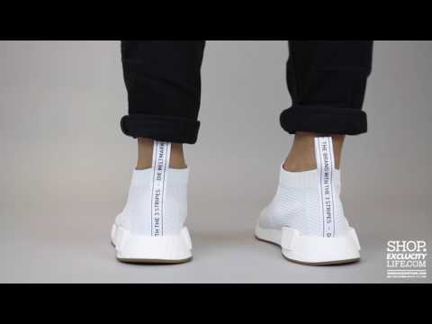 Adidas NMD City Sock 1 White   Gum On feet Video at Exclucity
