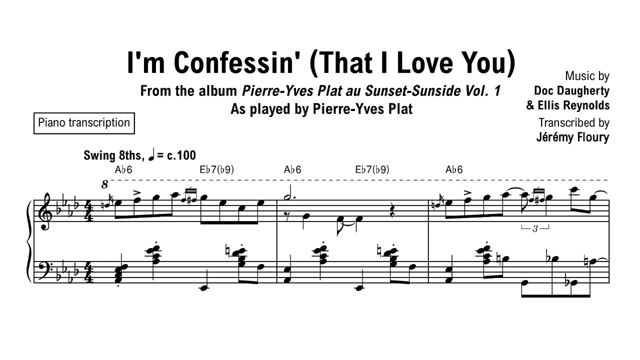 Jazz Standard - I'm Confessin That I Love You - Piano transcription ...