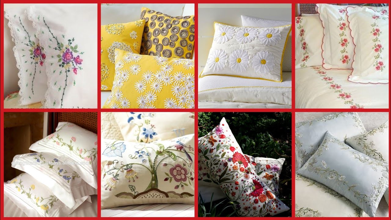 Modern Hand Embroidered Pillow Case Designs //Latest Embroidery ...