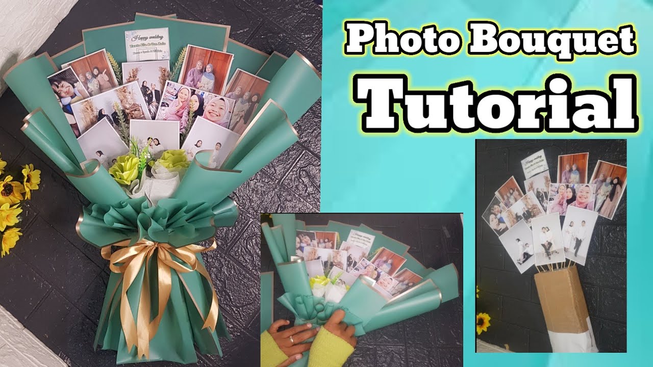 cara membuat buket foto mudah // photo bouquet - YouTube