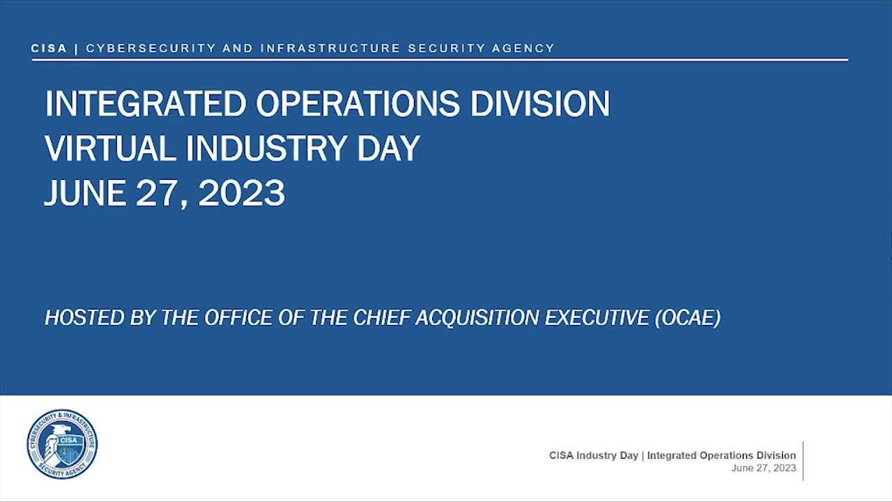 Integrated Operations Division (IOD) Virtual Industry Day, June 2023 ...