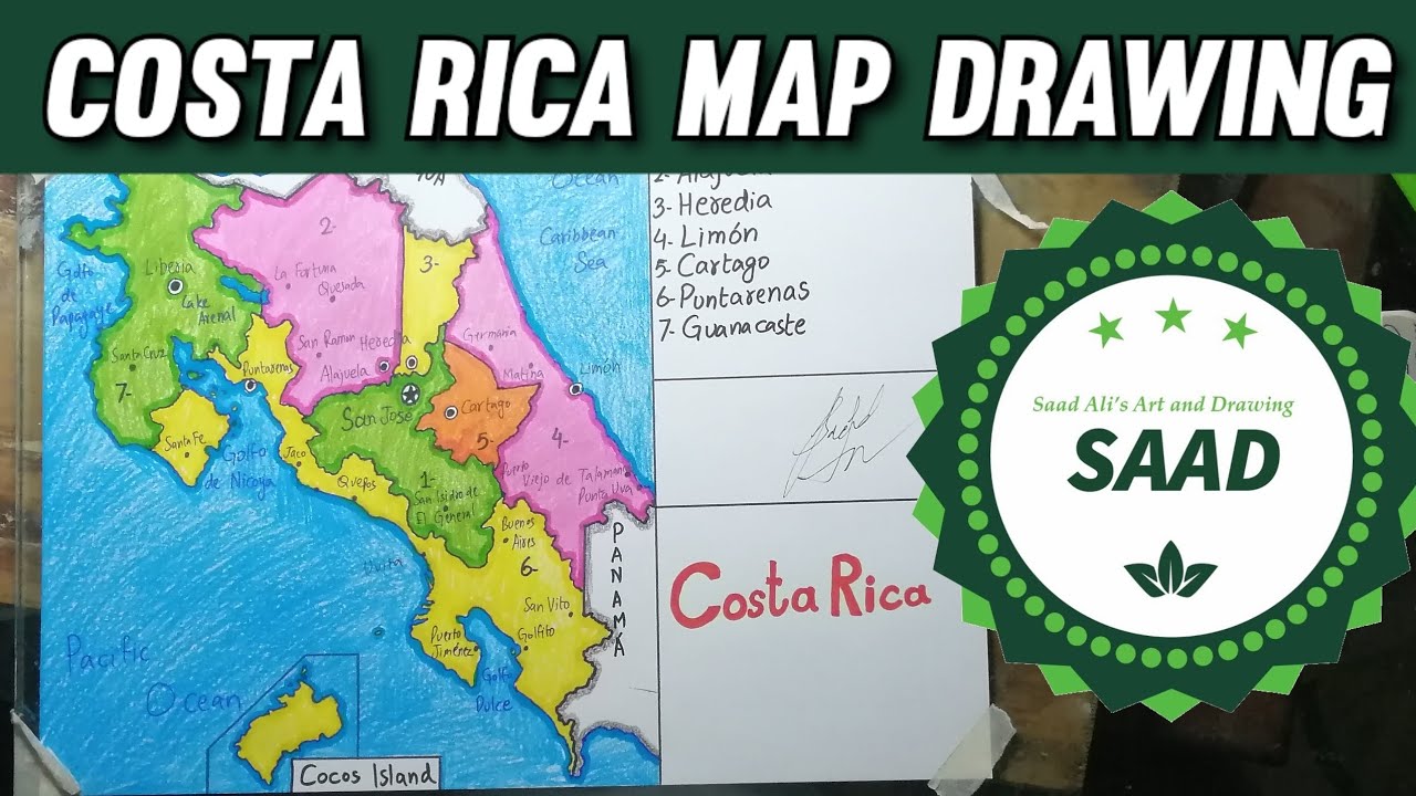 How to draw Costa Rica map SAAD| Mapa de Costa Rica - YouTube
