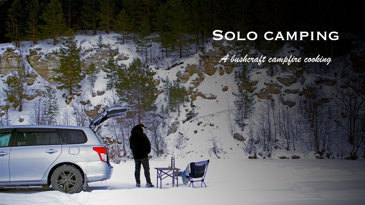 Winter Solo camping in car | Campfire cooking | ASMR - YouTube
