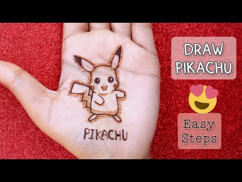 How to draw Pikachu step by step || Pikachu Henna tattoo design ...