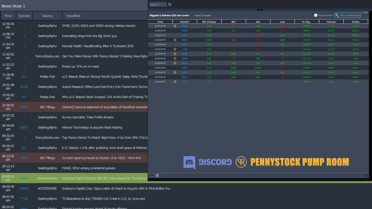 LIVE PENNYSTOCK SCREENER AND NEWS SCANNER - Low Float Pennystocks, Big ...
