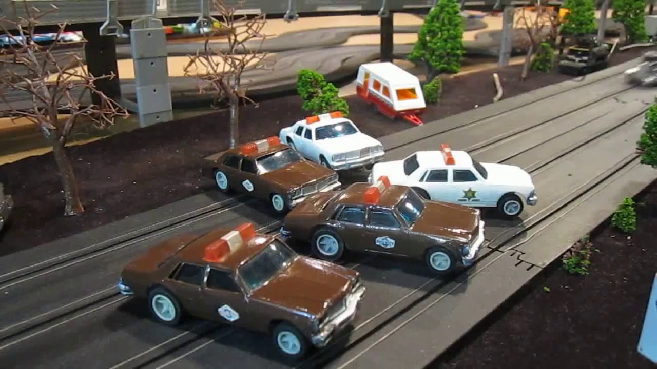 Smokey And The Bandit Road Block2 Match Box Slot Cars - YouTube