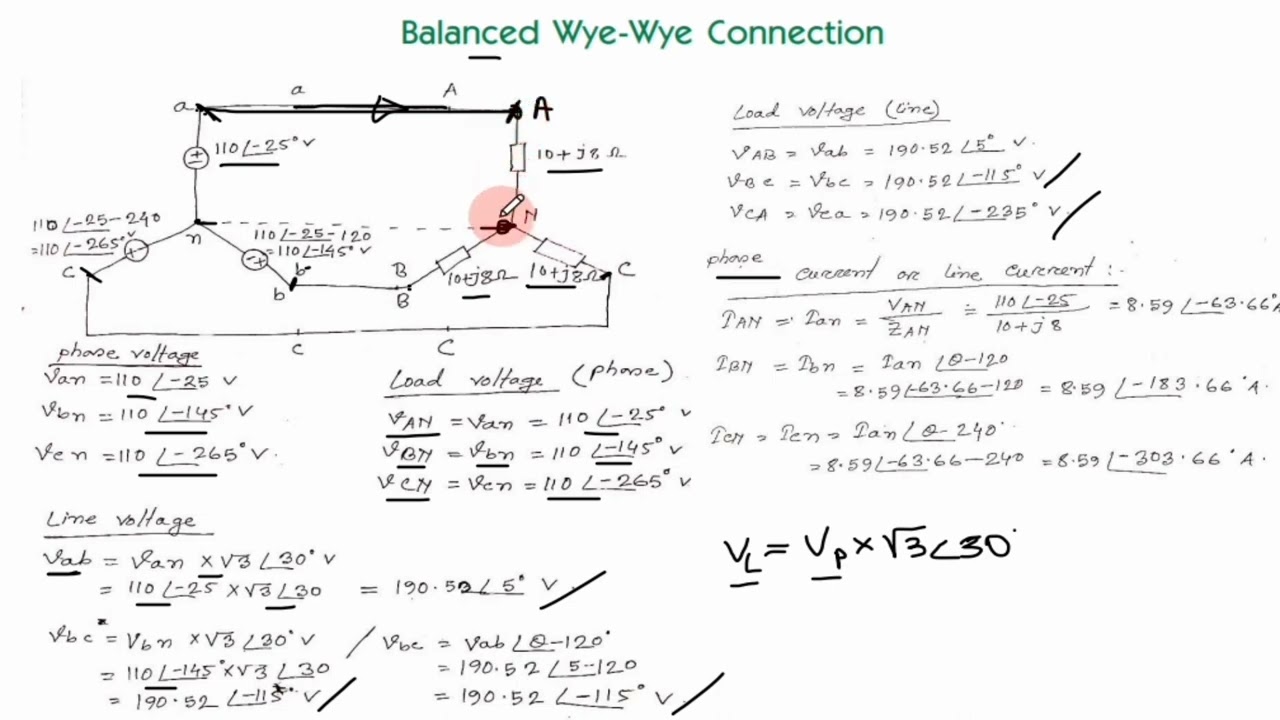 38. Balanced 3 Phase (Y-Y) Connection Math Solution (1) ।। - YouTube