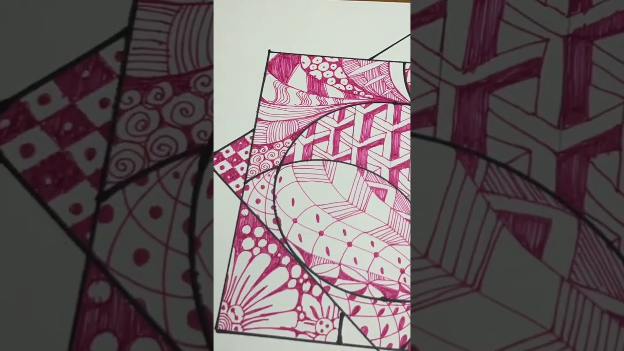 楽しく書けた #art #イラスト #japan #zentangle #ゼンタングル #ボールペン #一発がき - YouTube