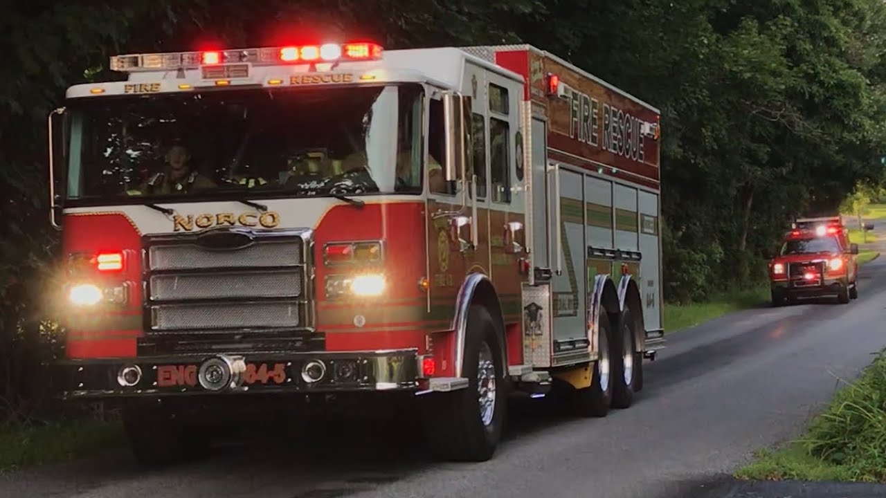 Norco Fire Company Engine 64-5 & Traffic 64 Responding - YouTube