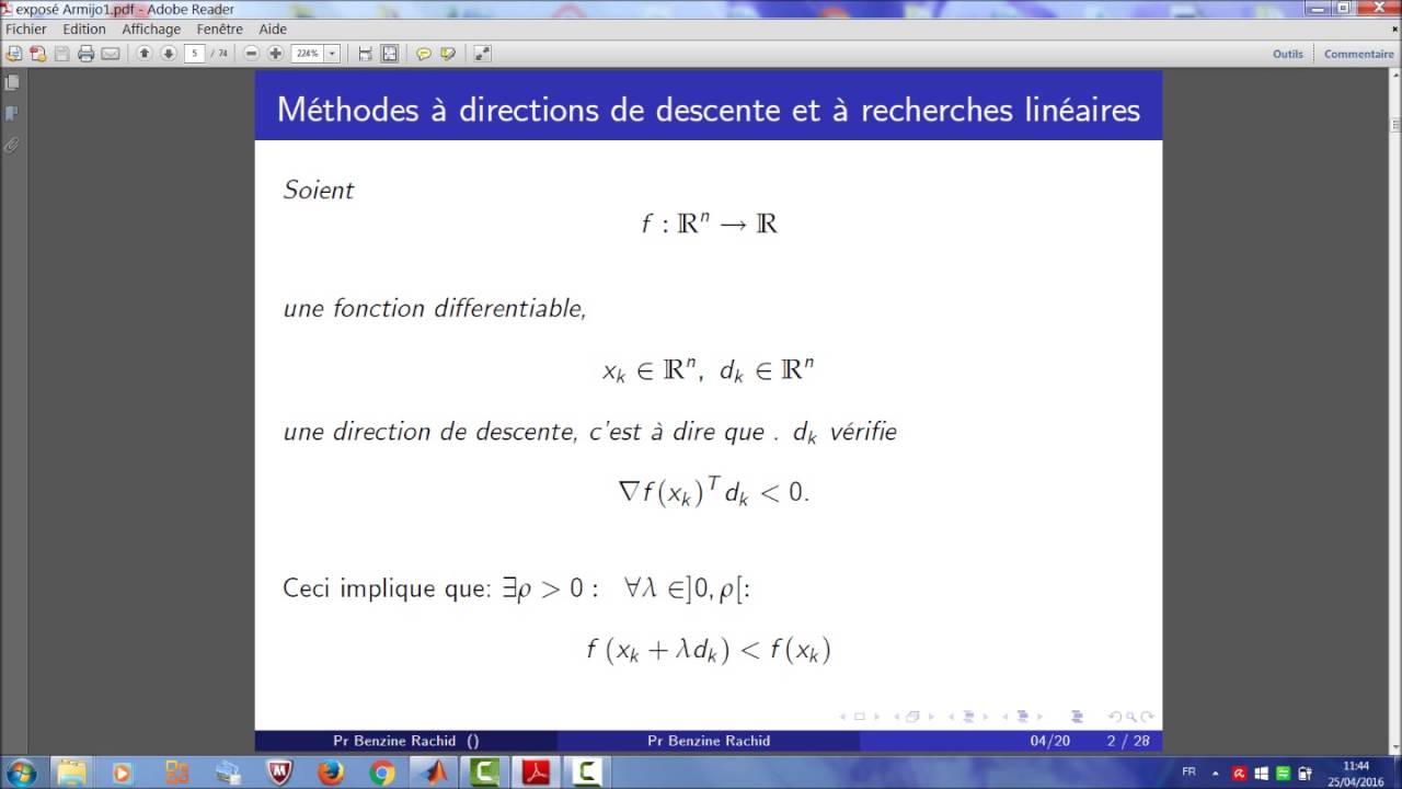 CALCUL DU PAS D'ARMIJO EN MATLAB, FORTRAN et à la MAIN - YouTube