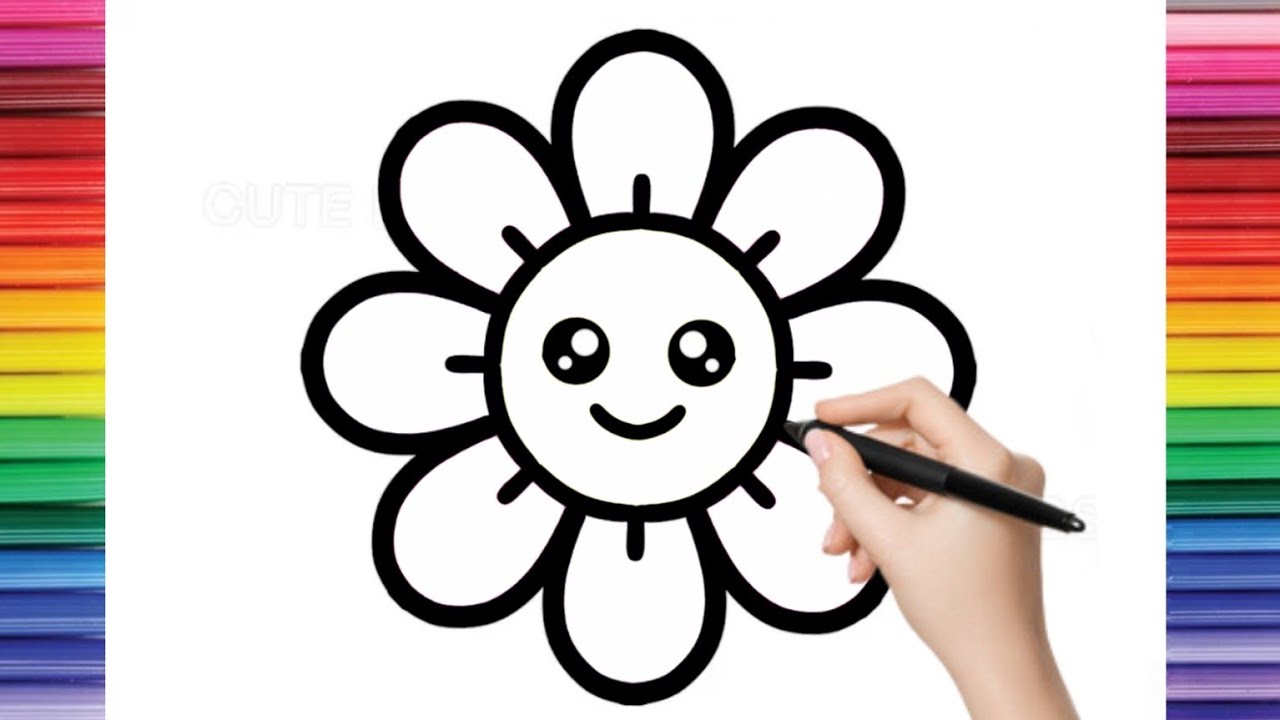 How to Draw Cute FLOWER | Easy Drawing for Kids and Toddlers | FLOWER ...