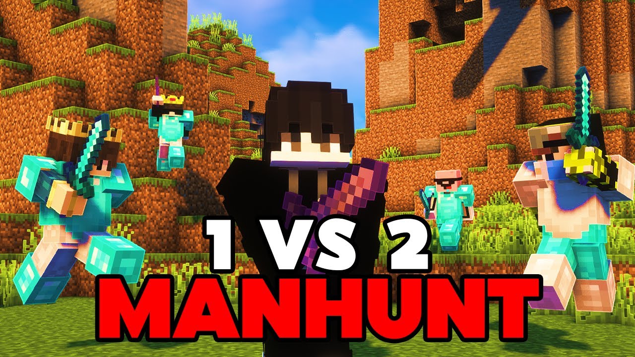 Minecraft Manhunt Speedrunner Vs 2 Hunters - YouTube