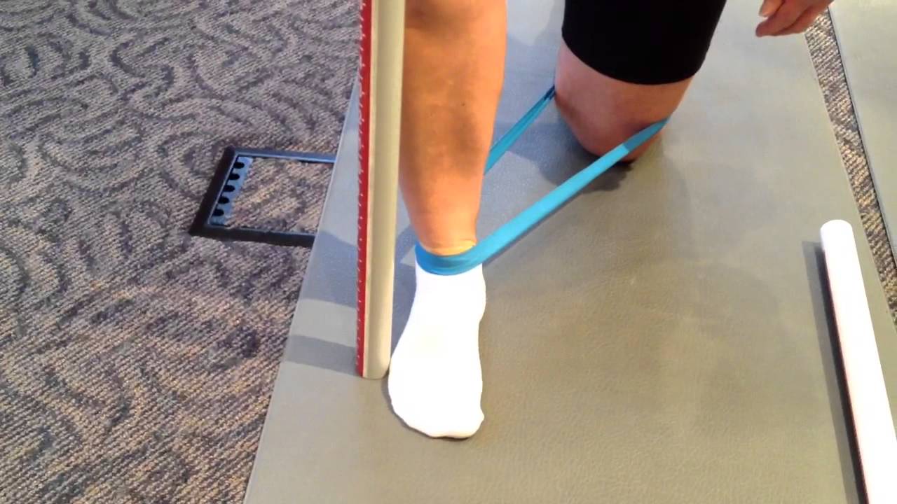 Band Assisted 1/2 Kneeling Dorsiflexion Mobilization - YouTube