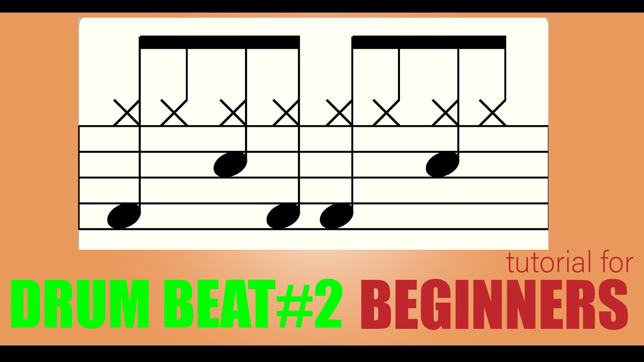 Easy drum beat for Beginners : basic beat #2 tutorial + practice - YouTube