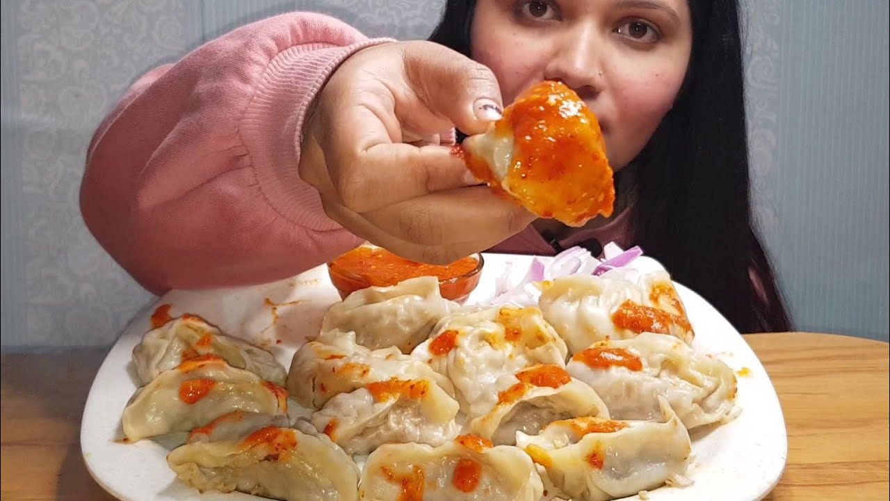 Eating Spicy Momos🔥, Momo Eating Challenge 🥟#asmr #asmreating # ...