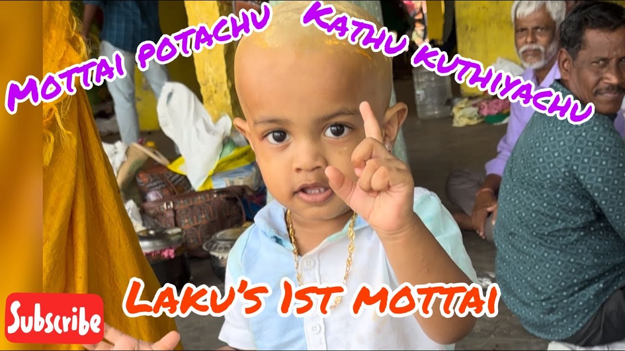 Laku's first mottai at kuladeivam kovil | Mottai adichachu| Kathu kuthiyachu | Family function ...