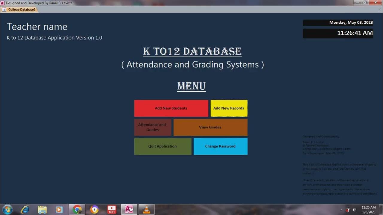 K to 12 Database (Attendance and Grading System) Application developed in MsAccess - YouTube