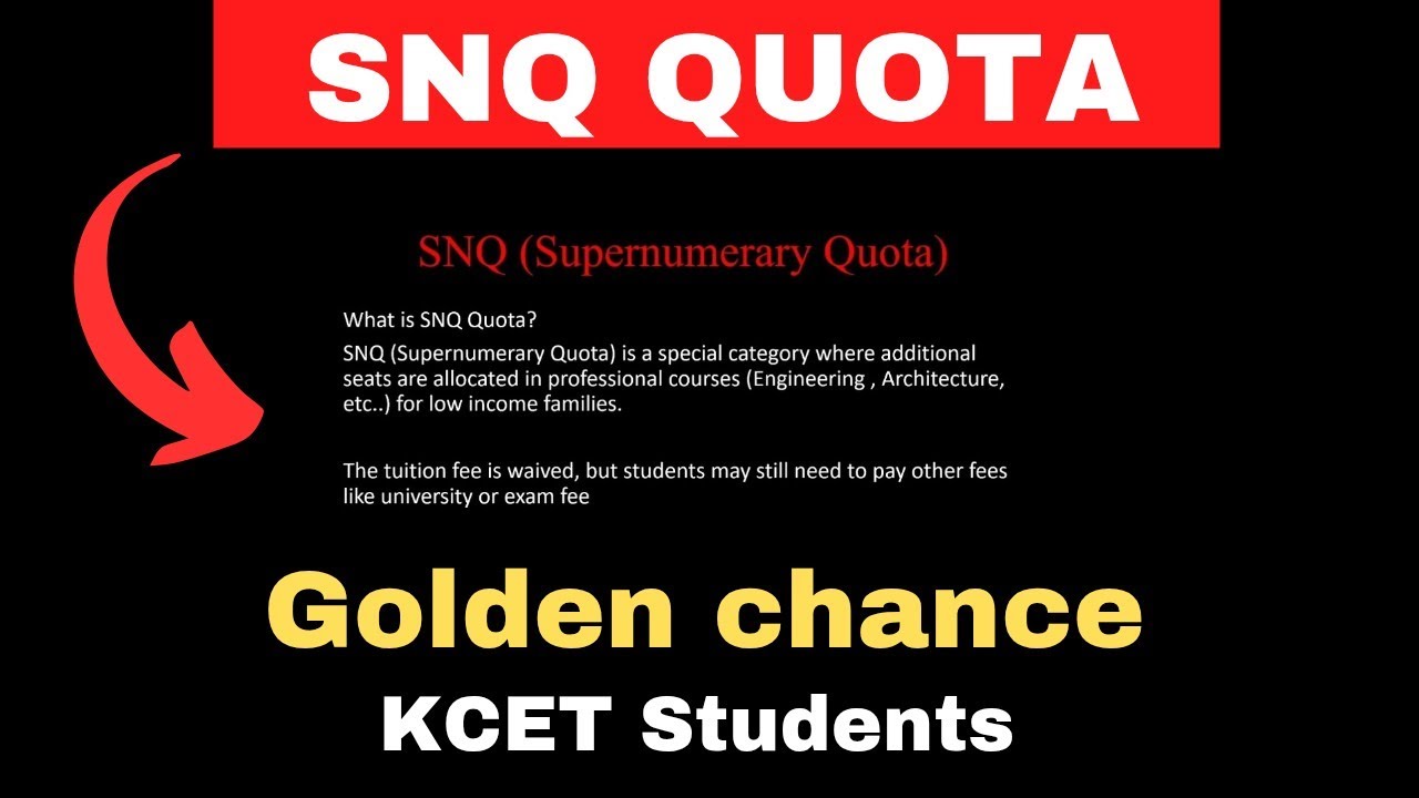 SNQ Quota in KCET 2025 | Must know about this SNQ | KCET 2025 - YouTube