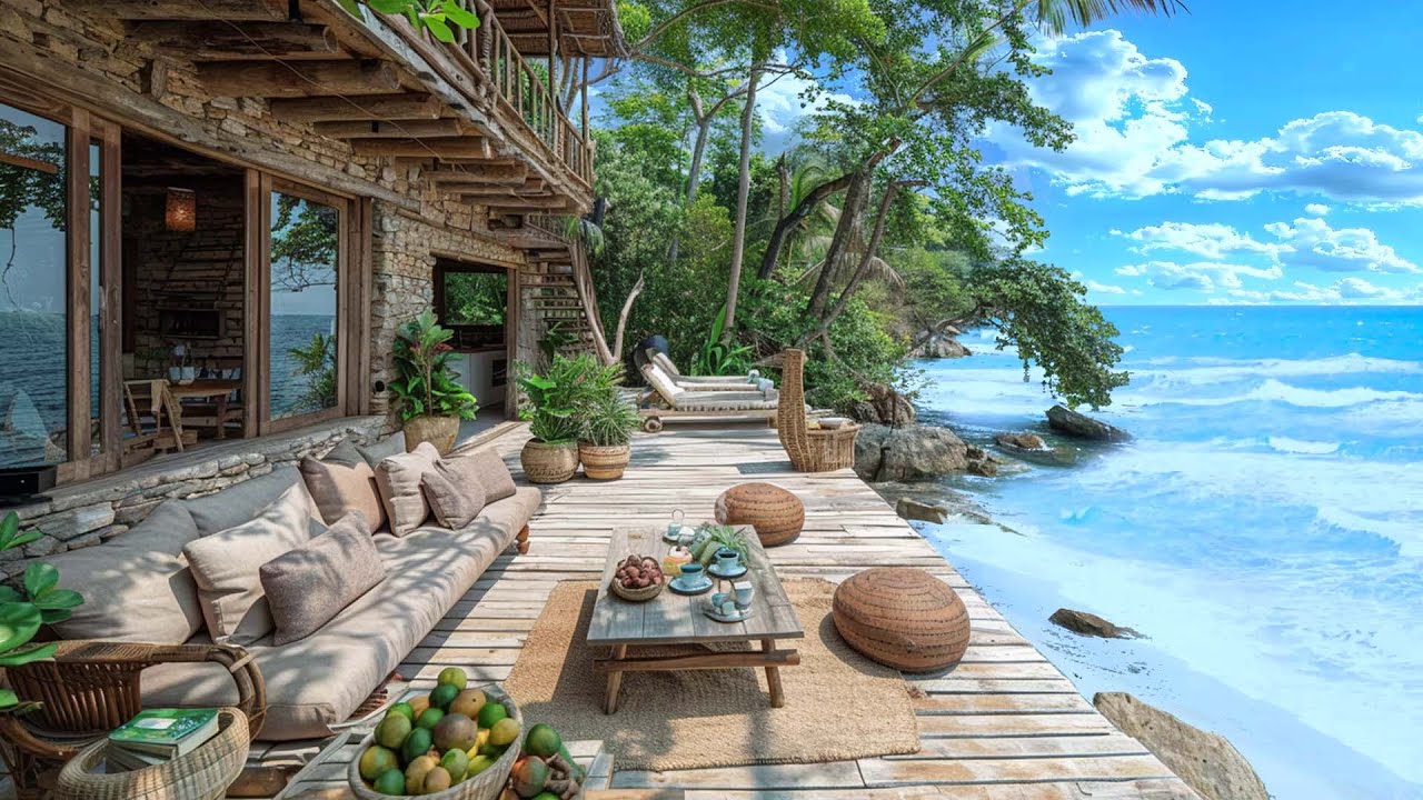 Summer Vibes | Relaxing Ocean Waves Sounds for Deep Sleep in Cozy ...