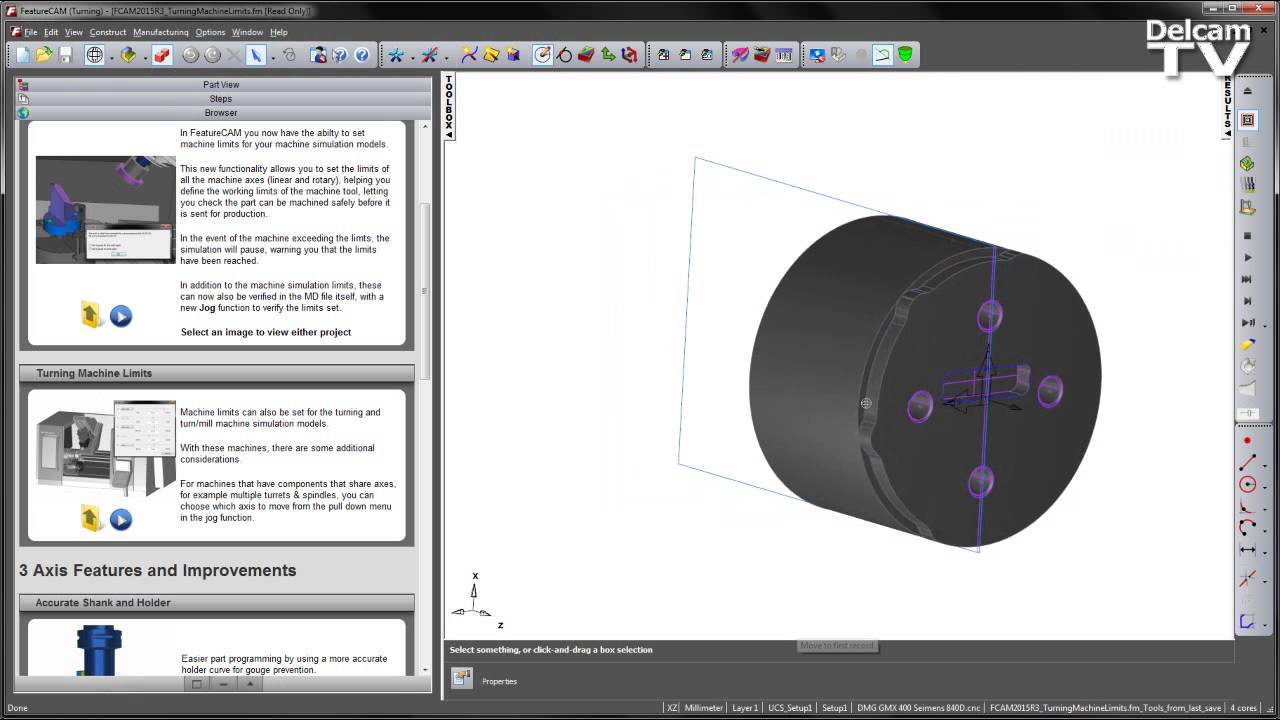 Turning Machine Limits - FeatureCAM 2015 R3 - YouTube
