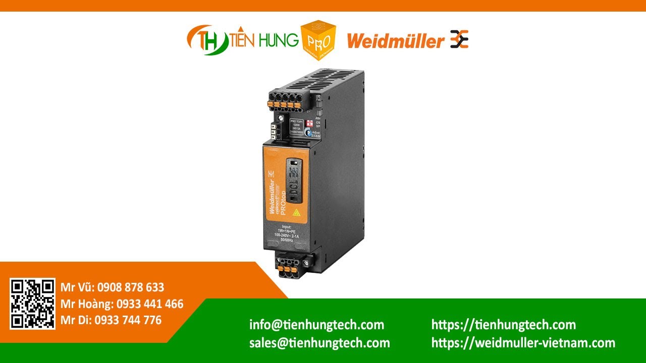 WEIDMULLER - BỘ NGUỒN PRO TOP1 120W 24V 5A - 2466870000 TIENHUNGTECH ...