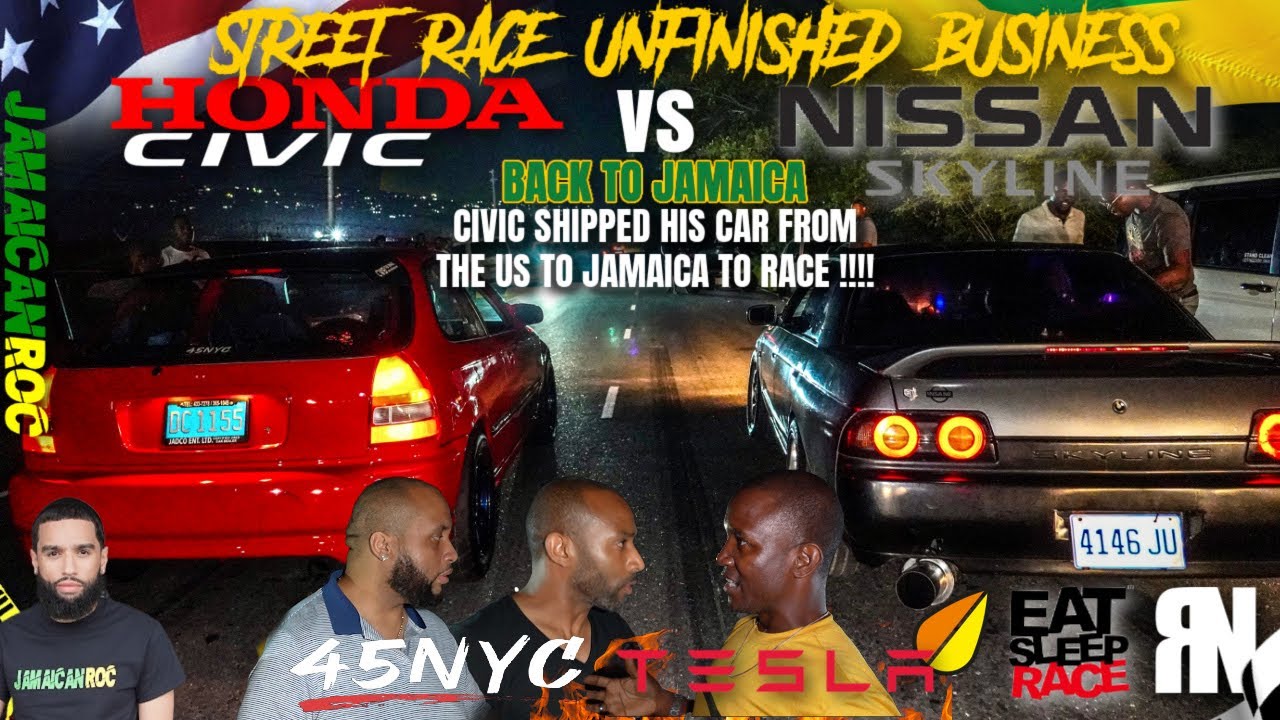JAMAICA VS NYC STREET RACING 45 NYC TURBO K20 VS SKYLINE R32 MODDED ...