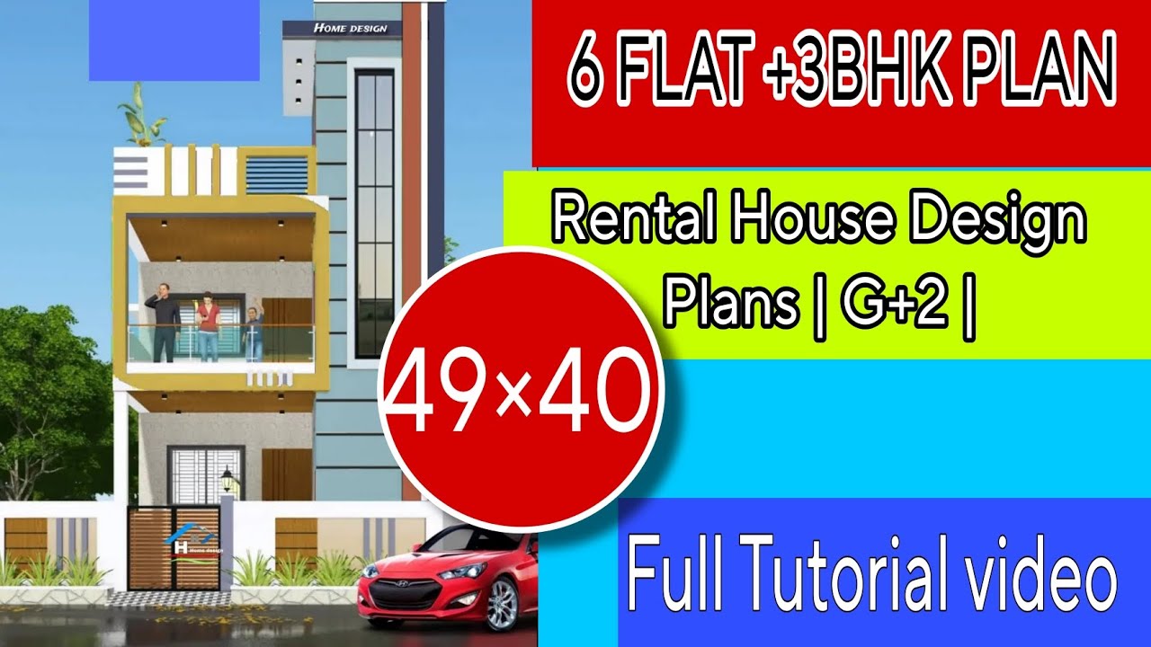 49×40 Rental House Design Plans | G+2 | 1 rkrent purpose house plan |6 ...