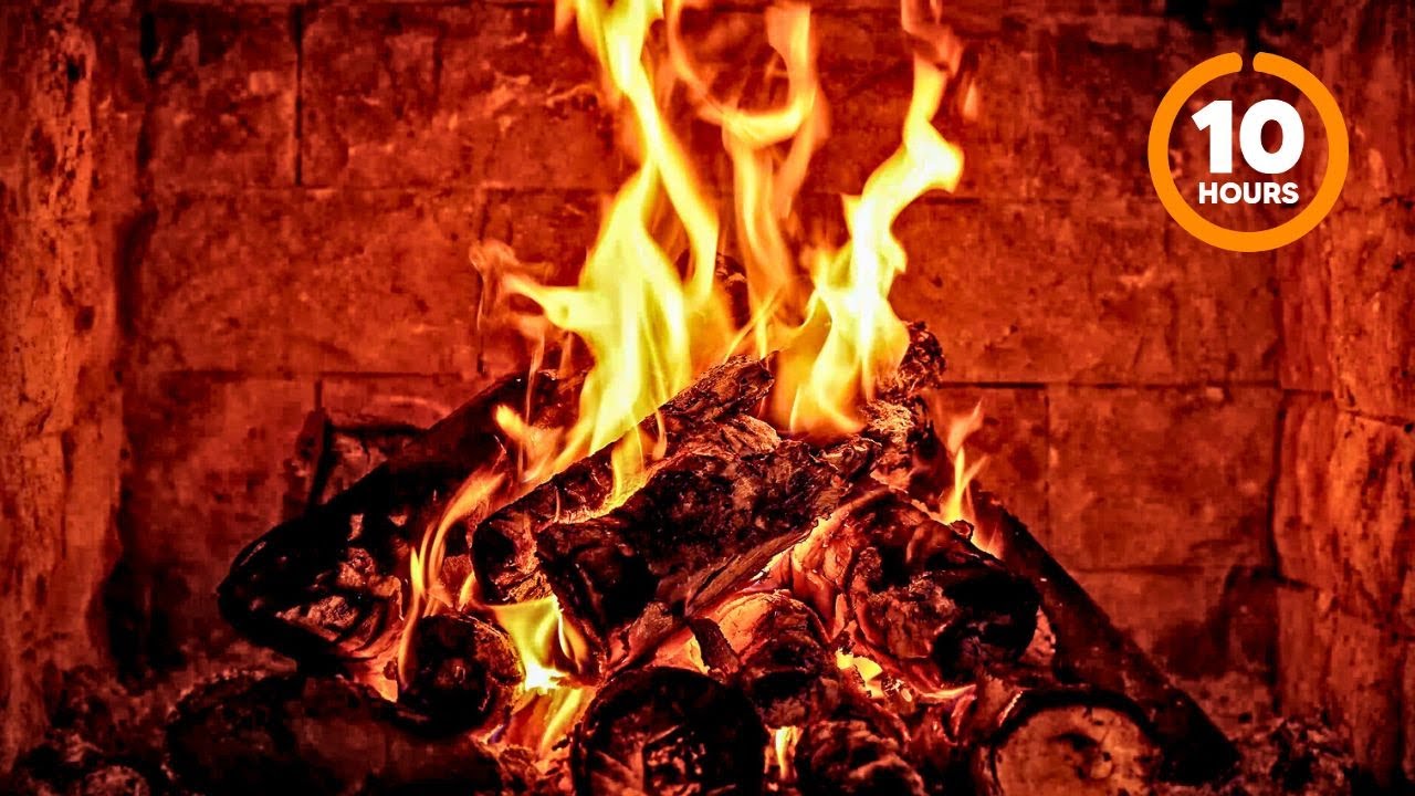 4K ULTRA HD Burning Fireplace on TV 🔥 Crackling Fire Sounds | 10 HOURS ...