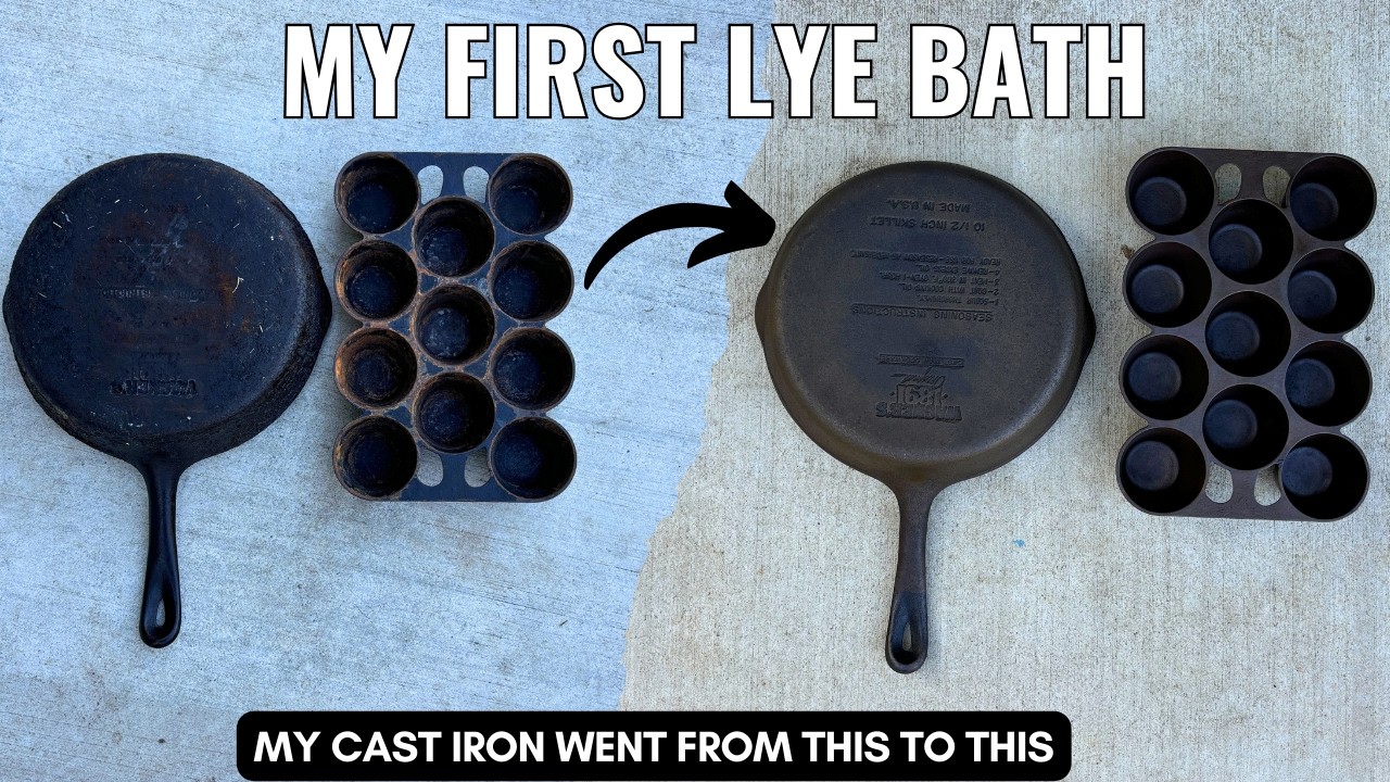 My First Time Using a Lye Bath to Restore Cast Iron - YouTube
