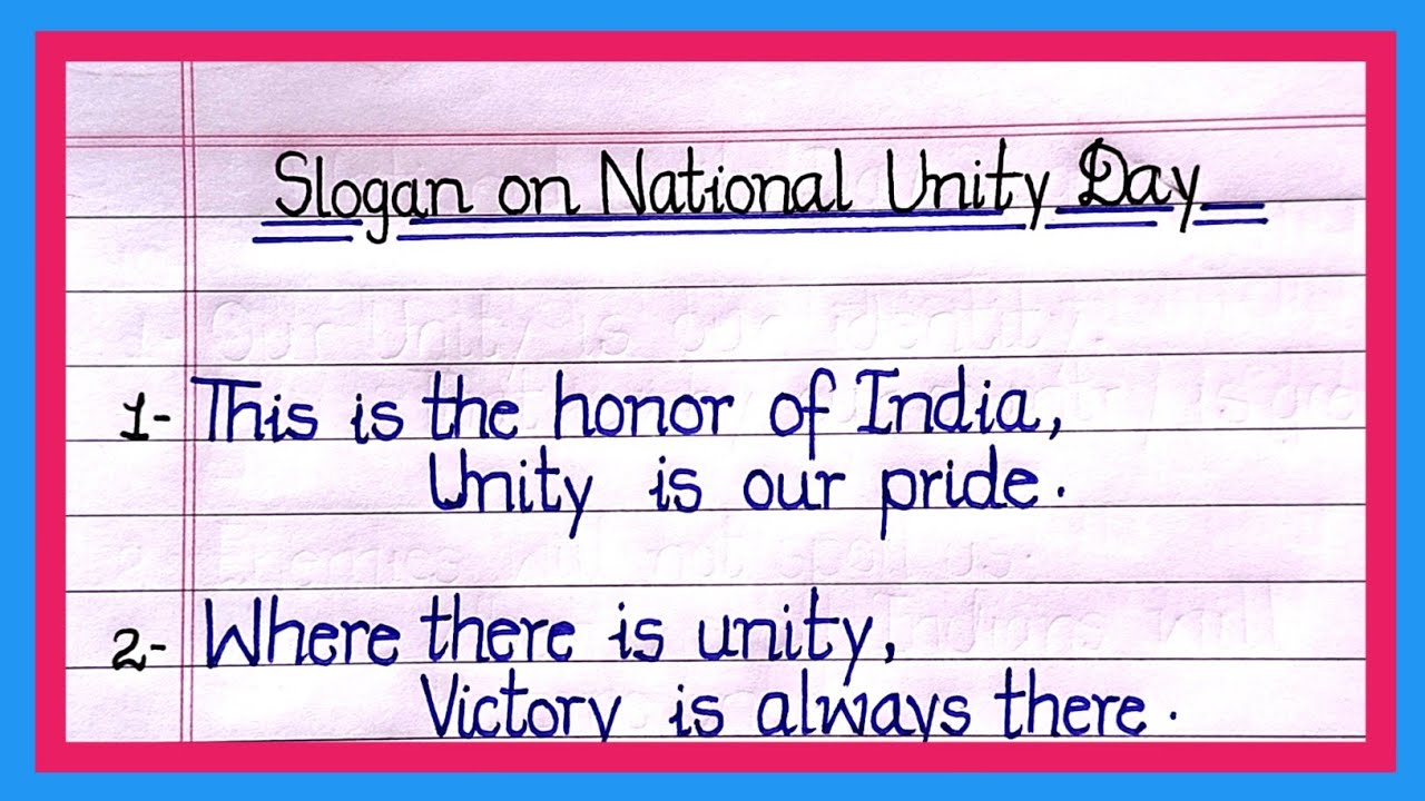 National unity day slogan in english | slogan on national unity day ...