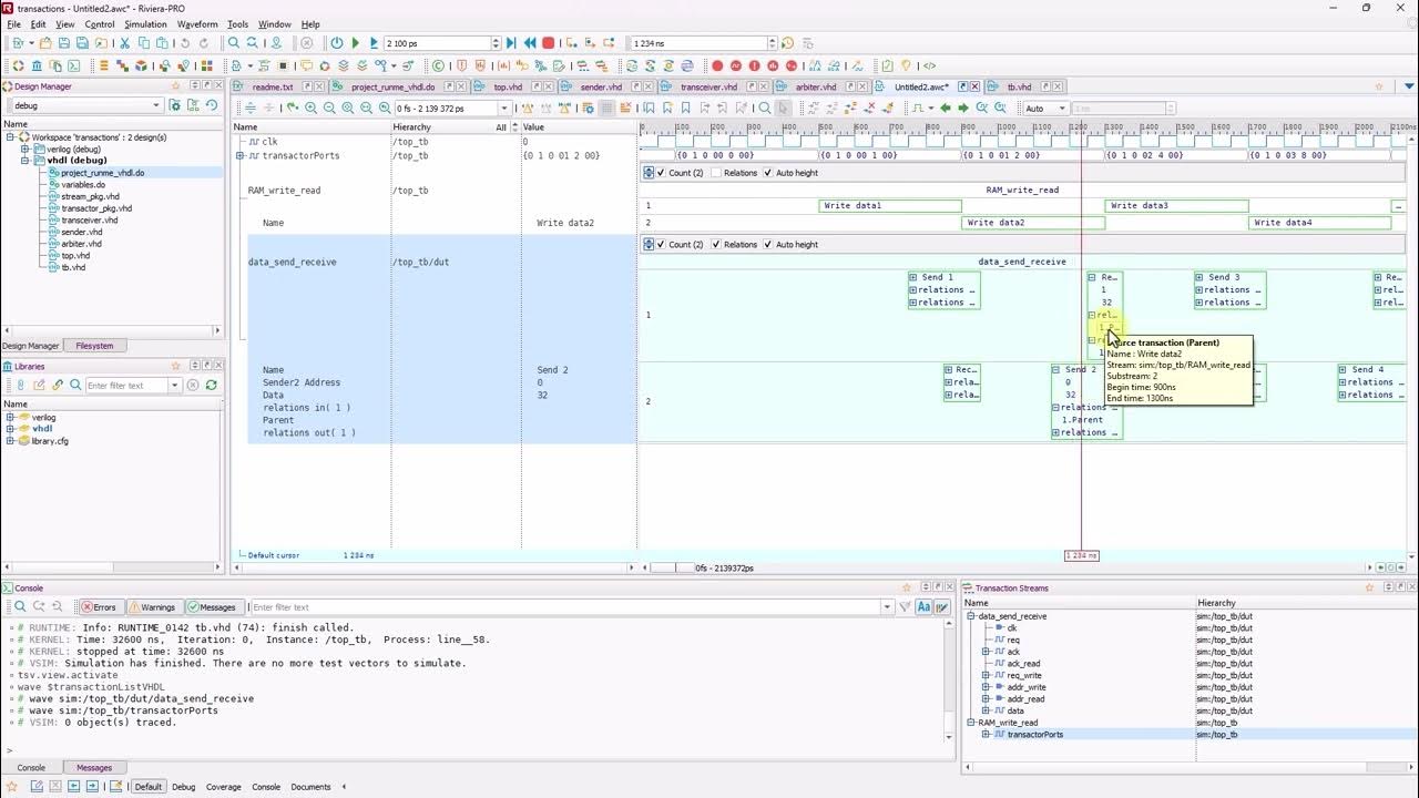 Riviera-PRO™ (v.2023)- 4.12 Debugging: VHDL Transactions Debugging - YouTube