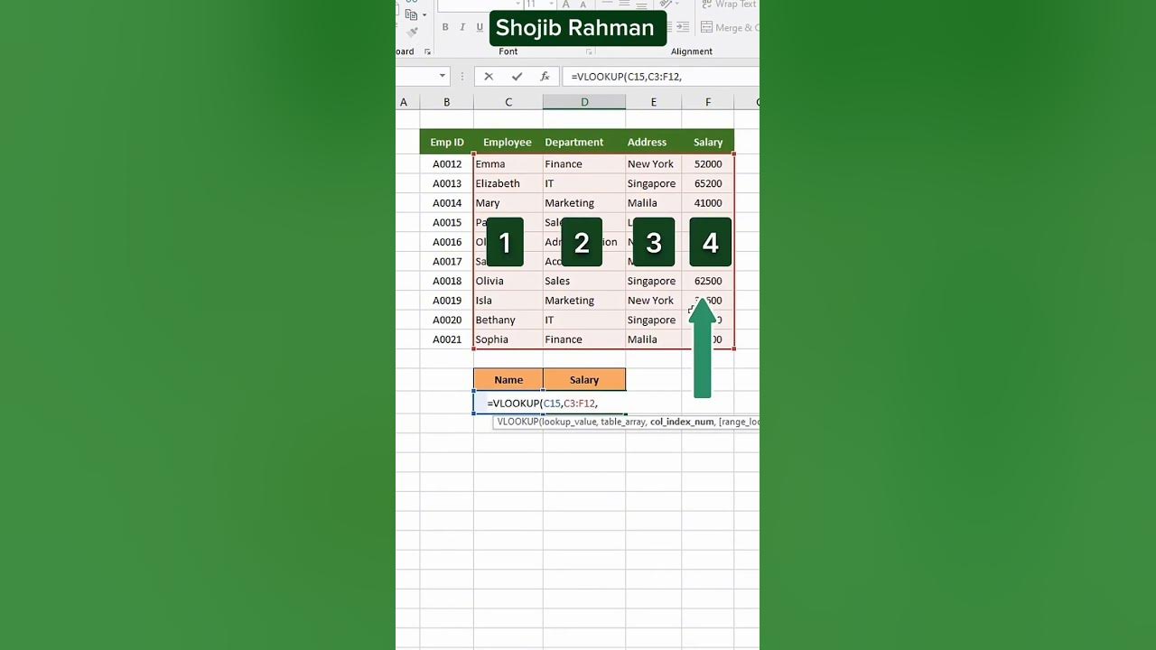 Vlookup foemula in excel! #Excel #exceltips #exceltutorial #exceltricks - YouTube