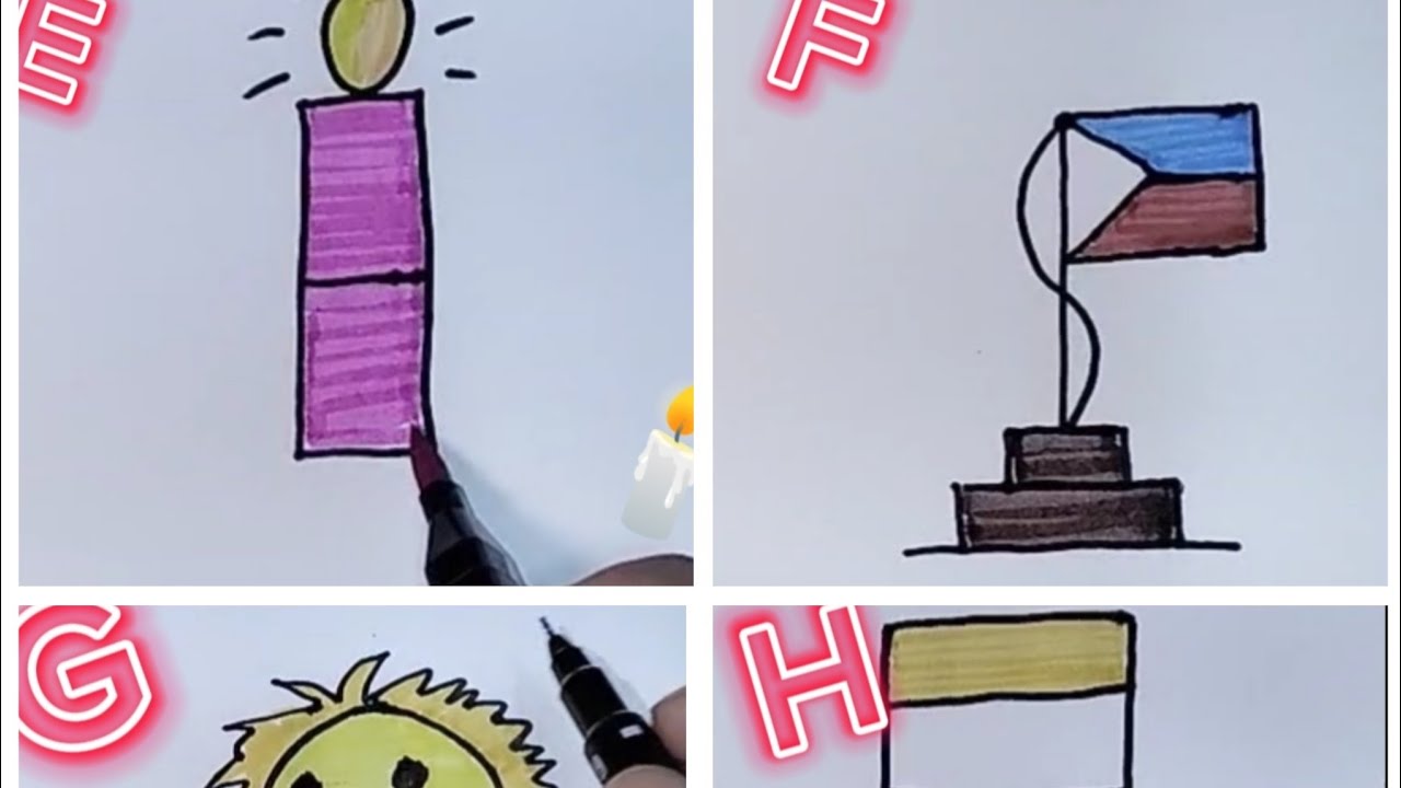 Part 2 (EFGH) Alphabet drawing ideas for Kids / Easy drawing for Kids ...