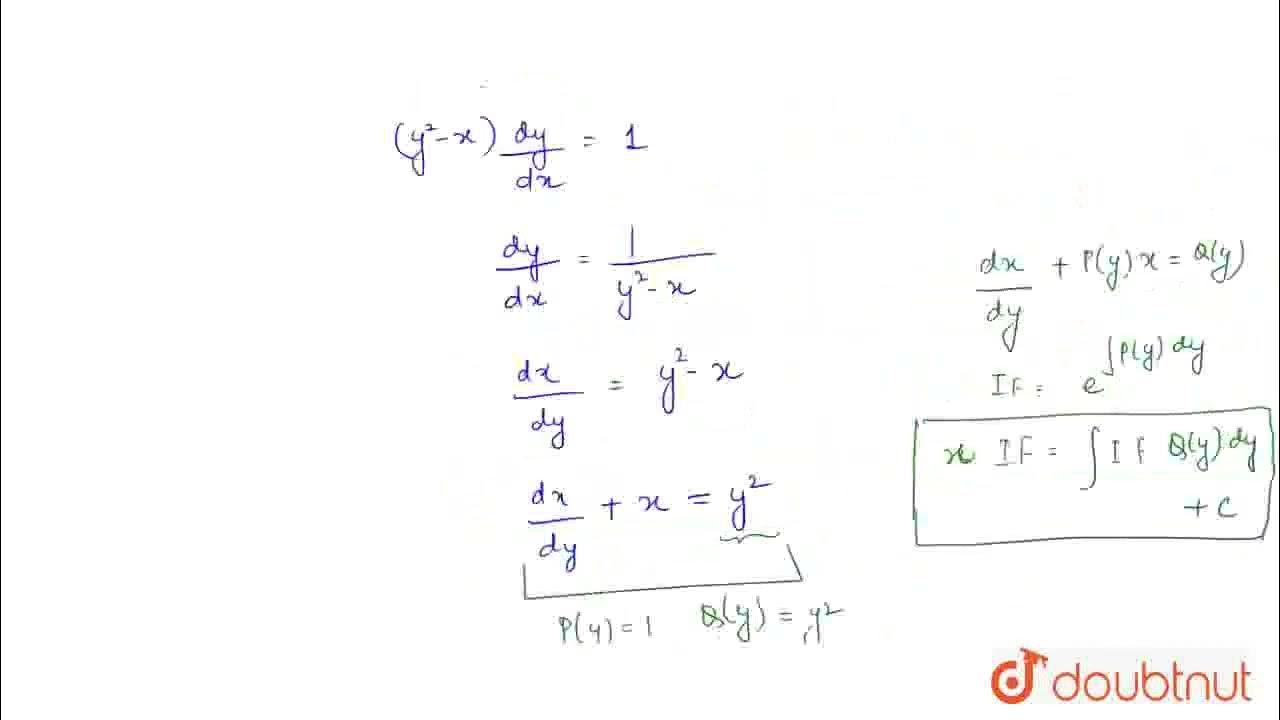 Let y=y(x) be the solution curve of the differential equation (y^(2)-x)(dy)/(dx)=1 satisfying y ...