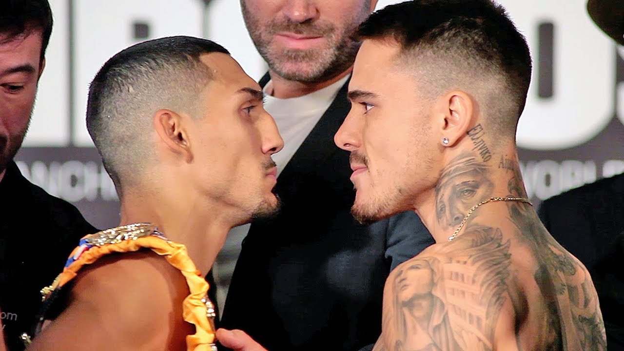 TEOFIMO LOPEZ VS GEORGE KAMBOSOS JR - FULL WEIGH IN AND HEATED FACE OFF ...