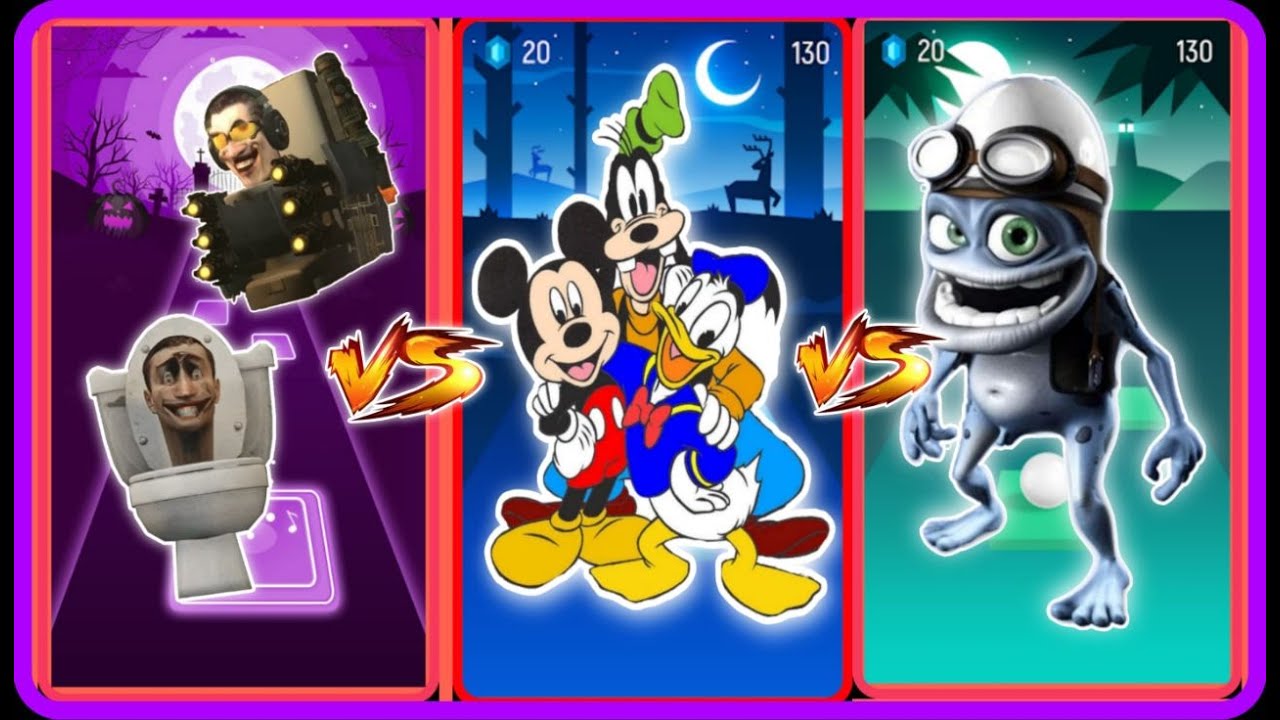 Skibidi Toilet 🆚 Mickey Mouse 🆚 Crazy Frog / Funny Tiles Hop Mega Music ...