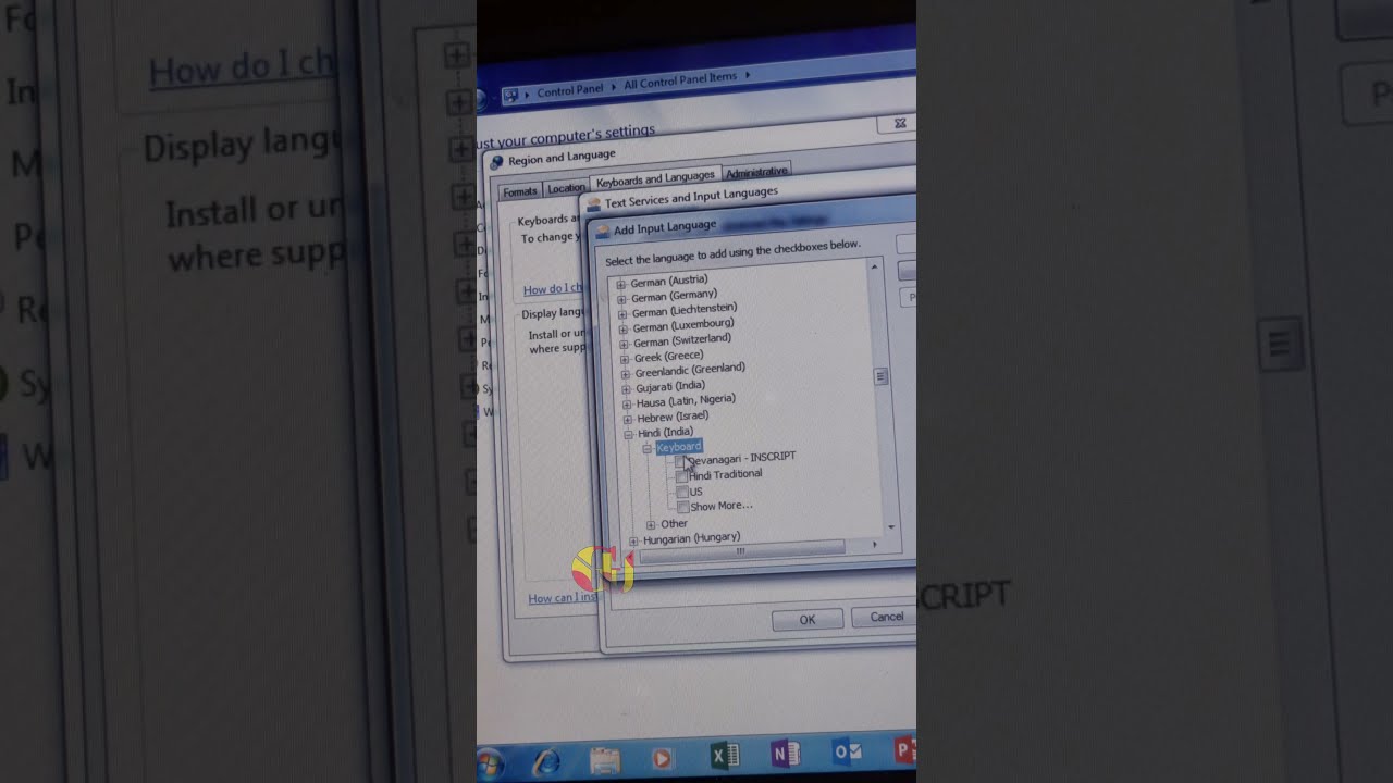How to Enable Hindi Mangal font Inscript Keyboard Windows 7 - YouTube
