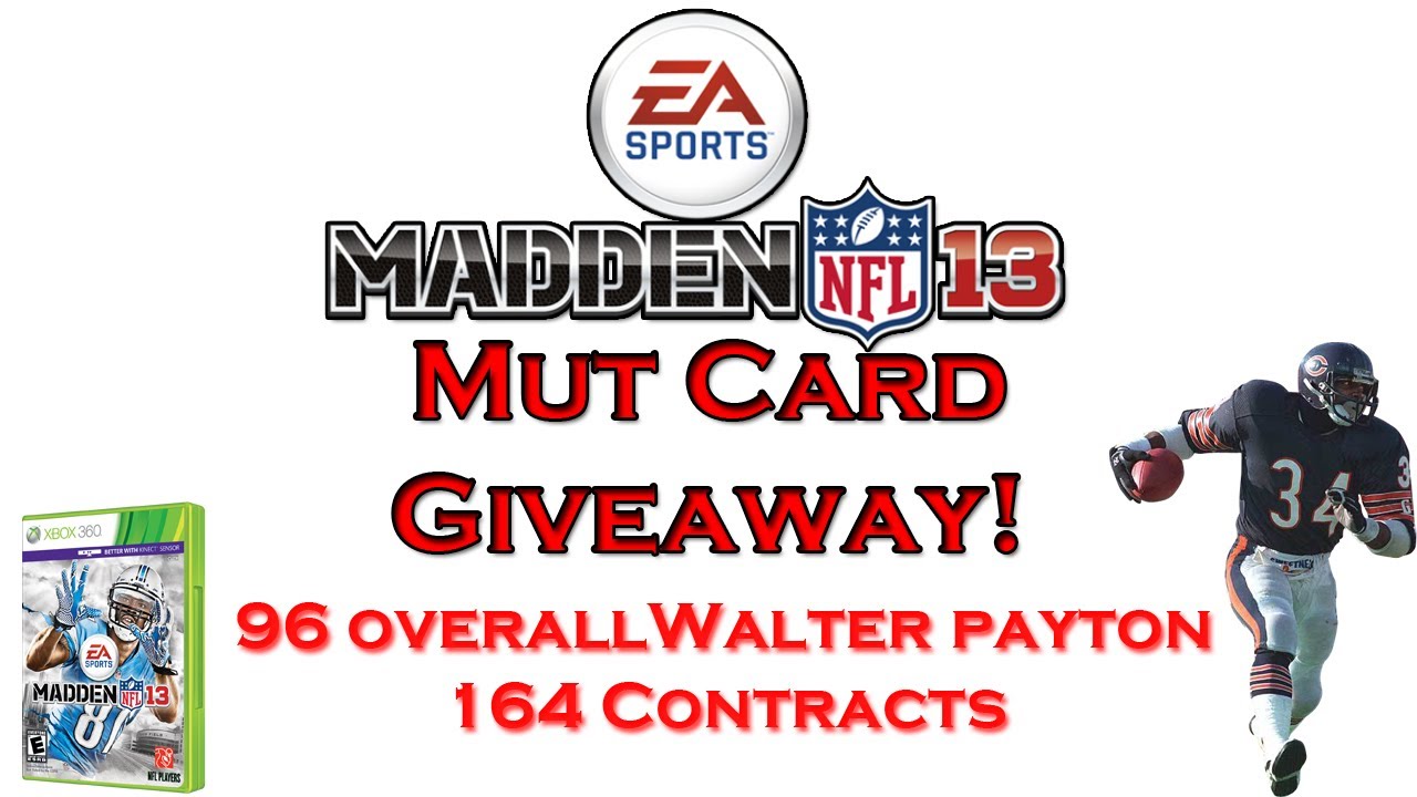 Madden 13: Madden Ultimate Team Card Giveaway (96 W. Payton 164 ...