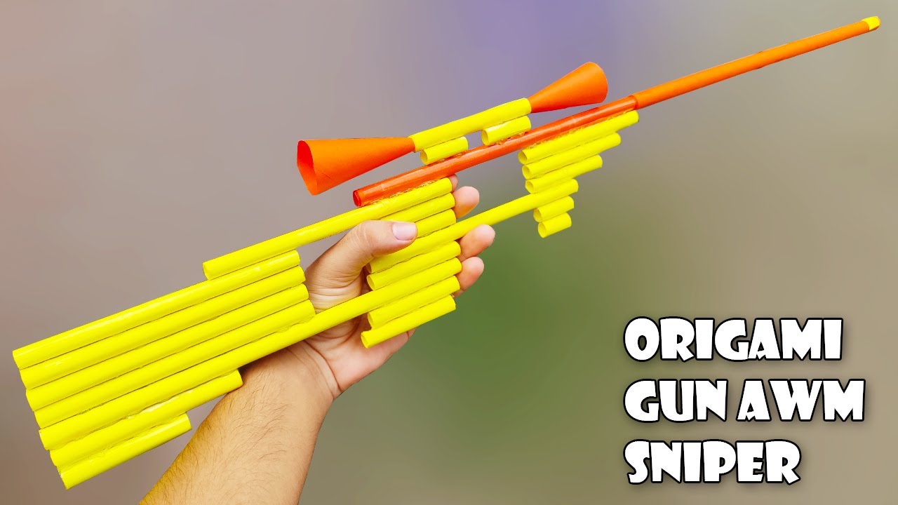 Origami gun AWM Sniper | How to make paper AWM Sniper | Paper AWM ...